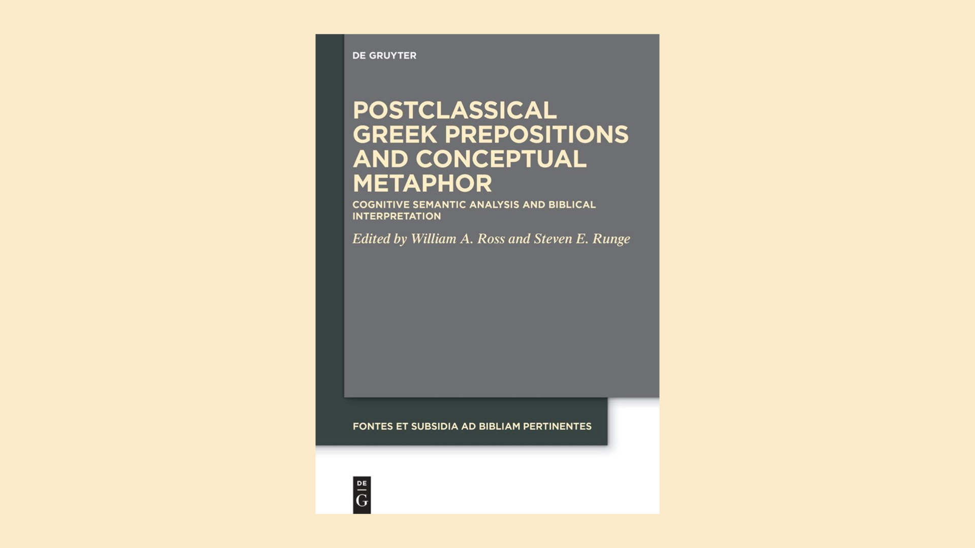 Postclassical Greek Prepositions and Conceptual Metaphor - Brent Niedergall